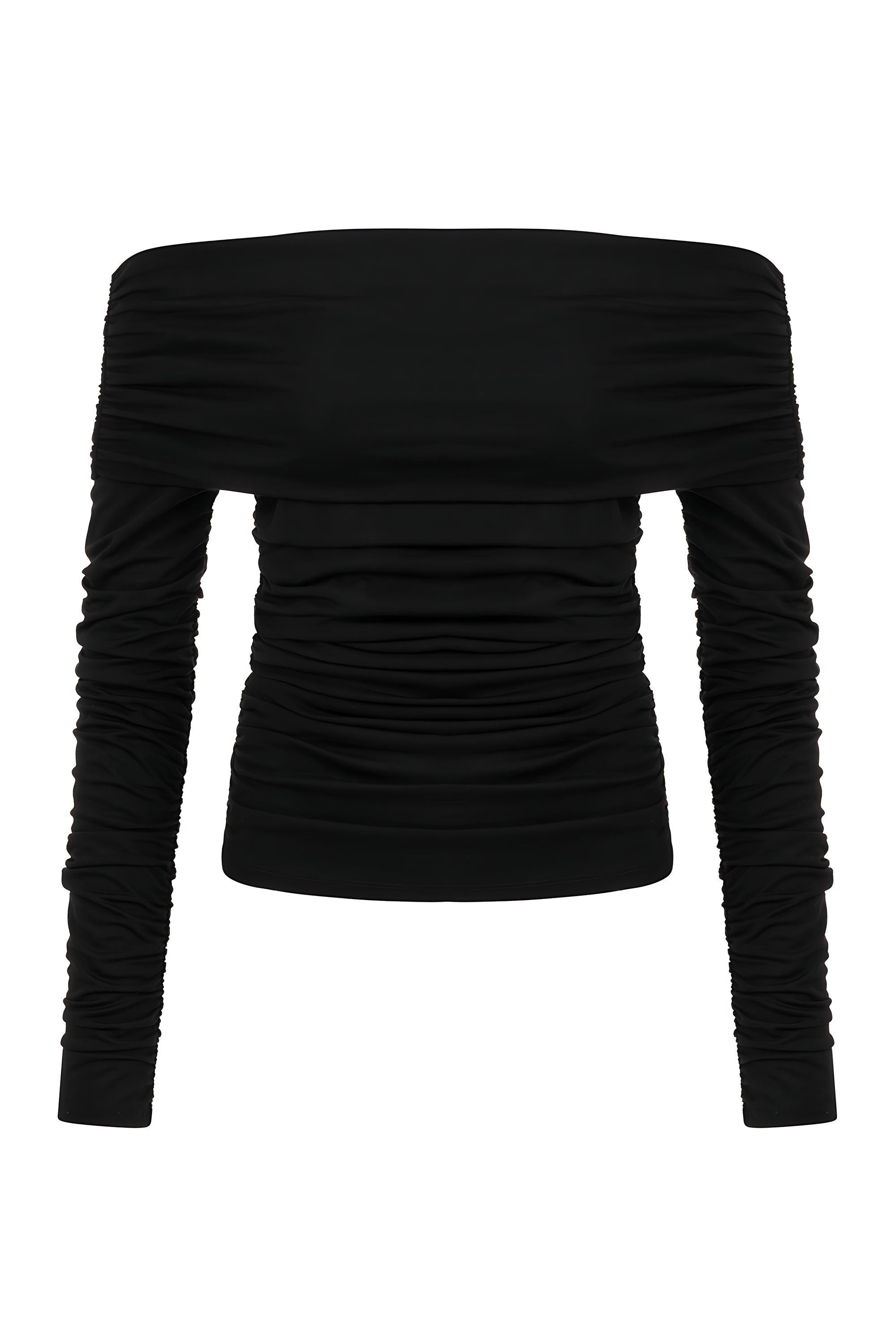 Puffed Detailed Open Shoulder Blouse – Nocturne